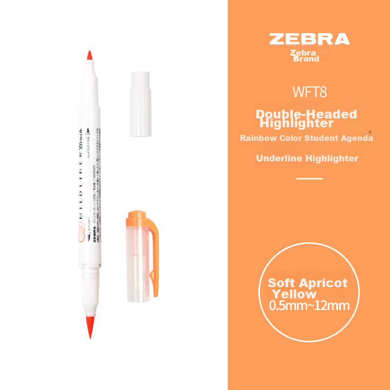 ZEBRA двусторонняя маркерная ручка Soft Apricot Yellow одиночная упаковка для студентов Цвет：Soft Apricot Yellow/MAP