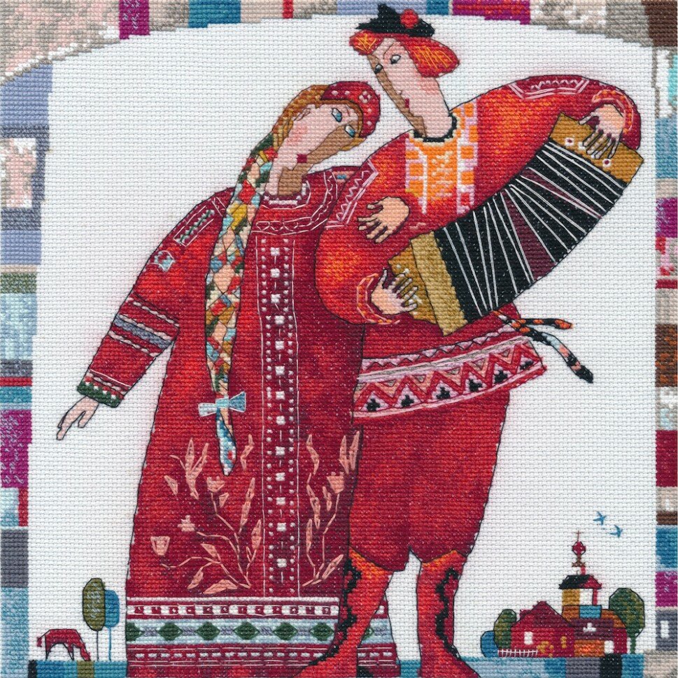 Набор для вышивания Овен #1749 Играй, гармонь, Счетный крест, 25 х 25 см