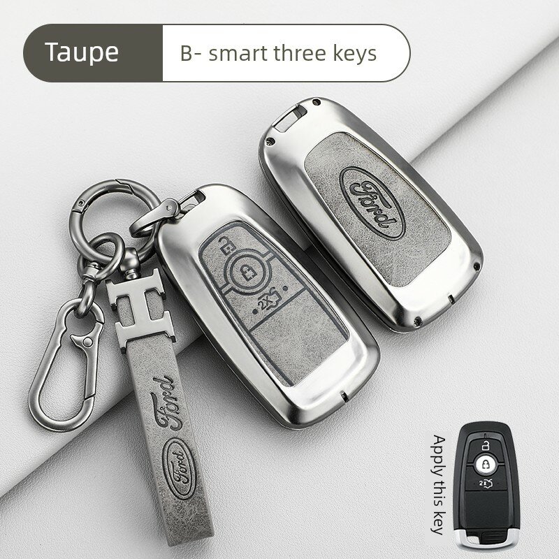 Чехол для ключа Ford для моделей Ford - Умная трехкнопочная модель B с кожаным ремешком H и кулисным замком в