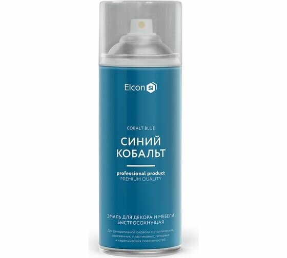 Аэрозольная краска Elcon для мебели и предметов декора, для металла, для пластика, для керамики, для стекла, для гипса, быстросохнущая, акриловая, синий кобальт, аэрозоль 520 мл 00-00462265