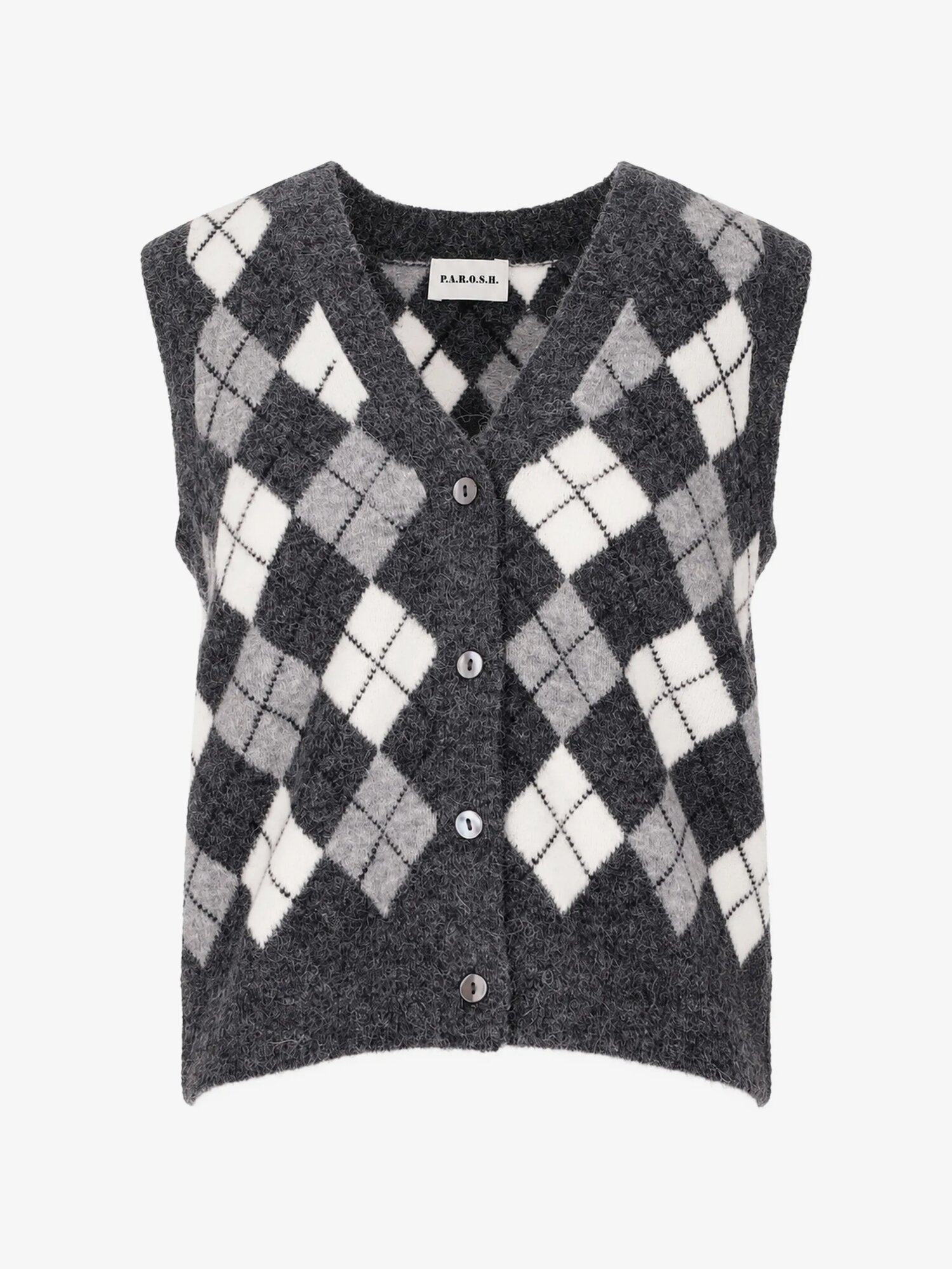 Кардиган Argyle-knit V-neck sleeveless cardigan