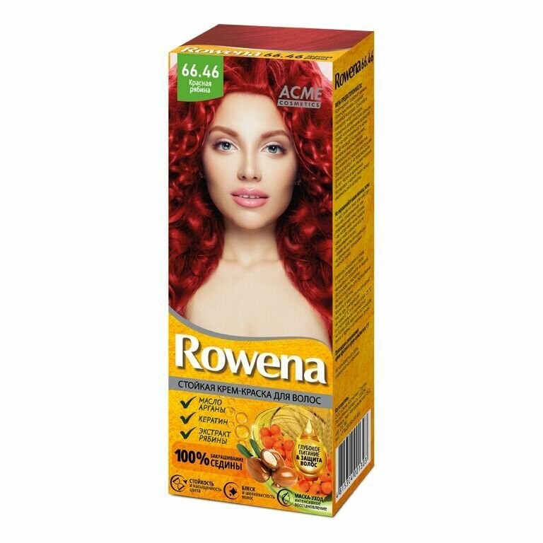 ROWENA Стойкая Крем - Краска для волос аммиачная, тон т. 66.46 Красная рябина