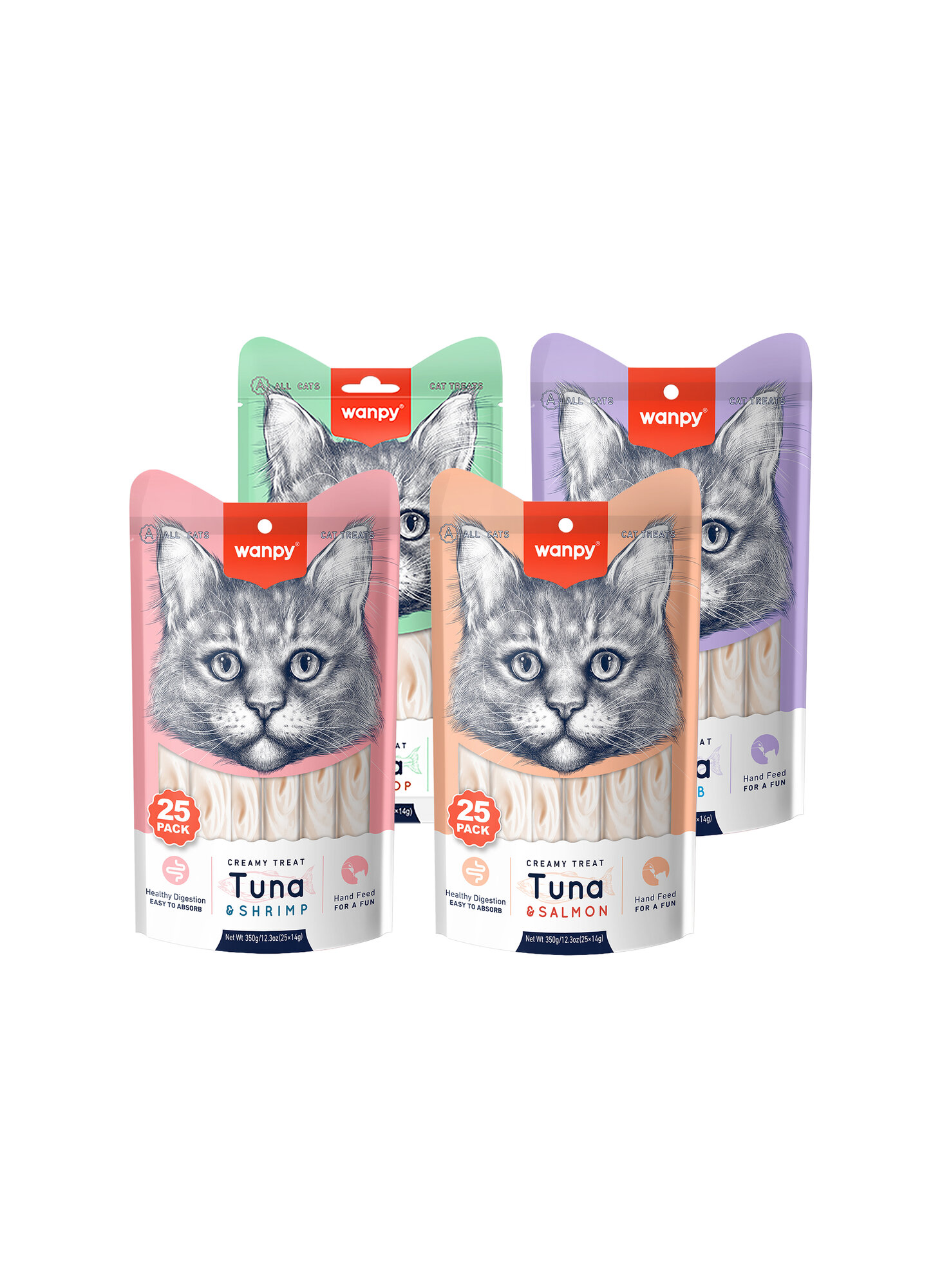 Wanpy Cat Лакомство для кошек «ассорти вкусов» с тунцом 14 г х 100 шт