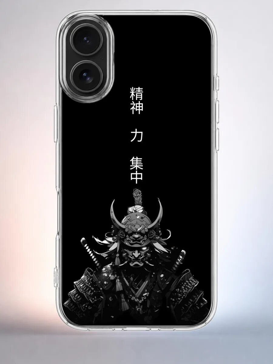 Чехол iPhone 16 самурай-они силиконовый