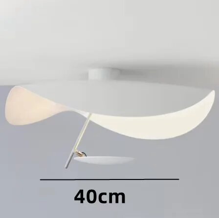 Люстра подвесная Catellani & Smith Lederam Manta Flying Saucer Hat: индустриальный ретро-реплика, дизайн-люстра, белая/чёрная подвесная светодиодная, полностью белая, 40 см