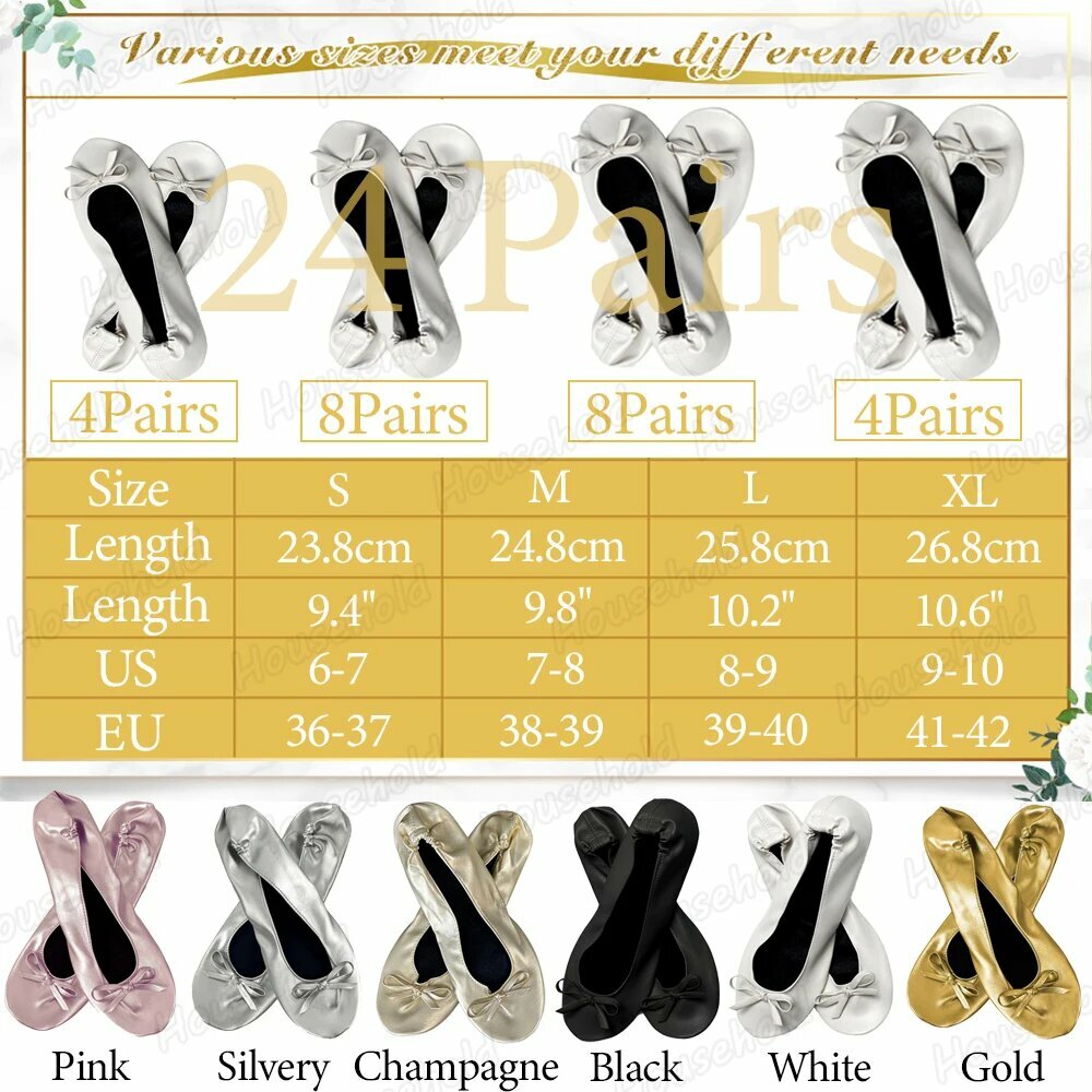 Свадебные балетки XMSJ кожаные Gold, 24 Pairs
