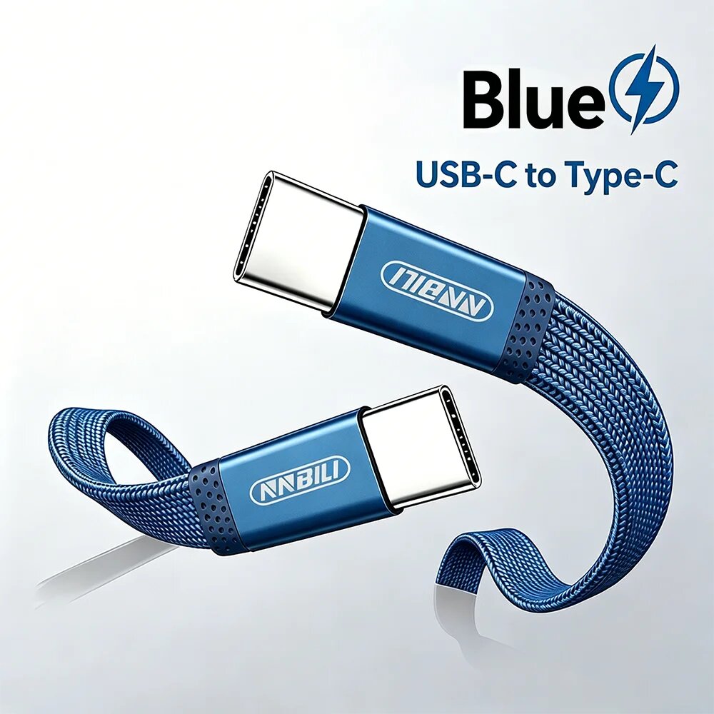 Кабель NNBILI USB-C - Type-C 60 Вт Для Быстрой Зарядки И Высокоскоростной Передачи Синий, 1m, Blue