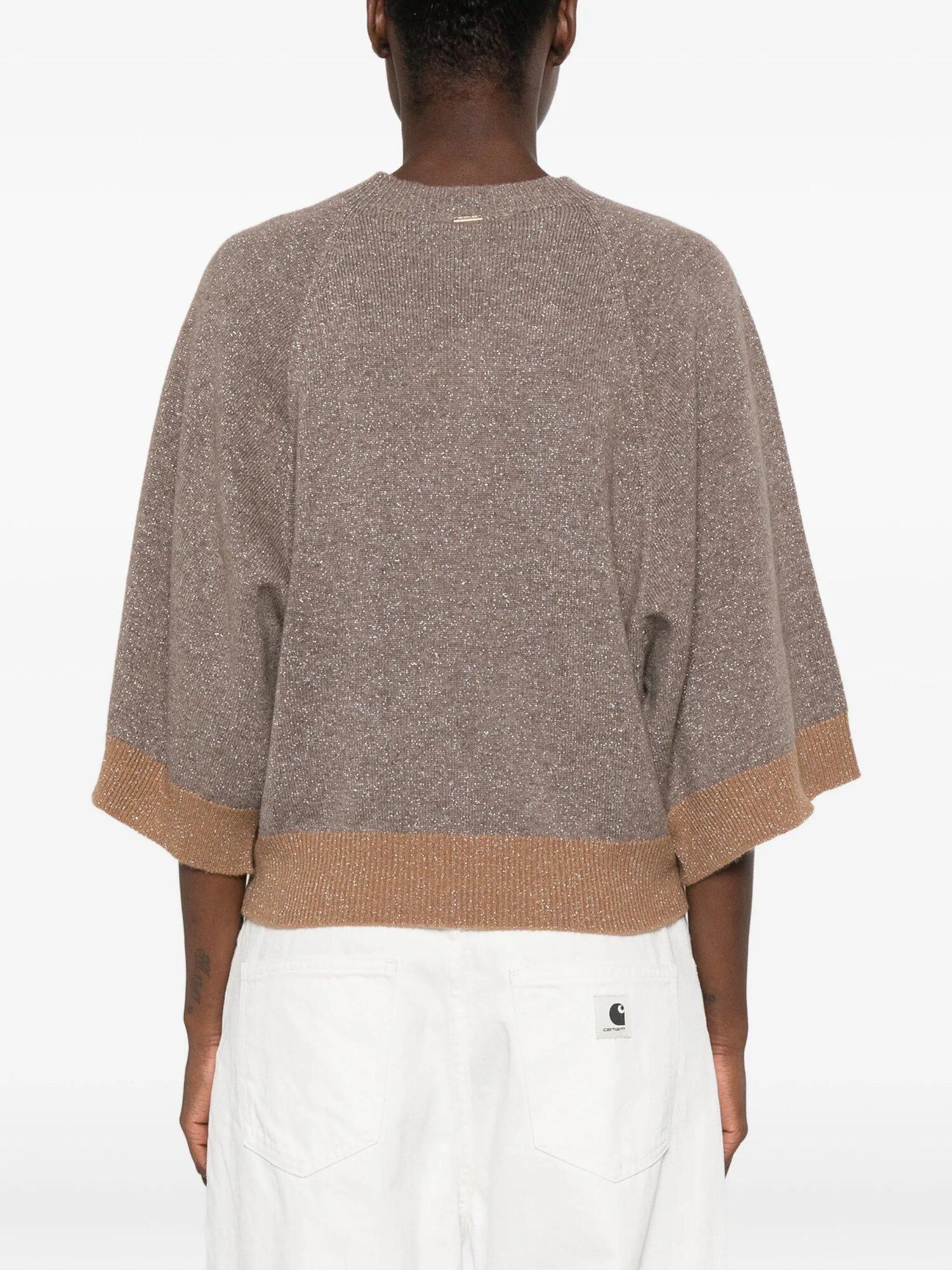 Свитер Twinset Milano Metallic-thread wide-sleeve top, размер 38, , brown — фото 1