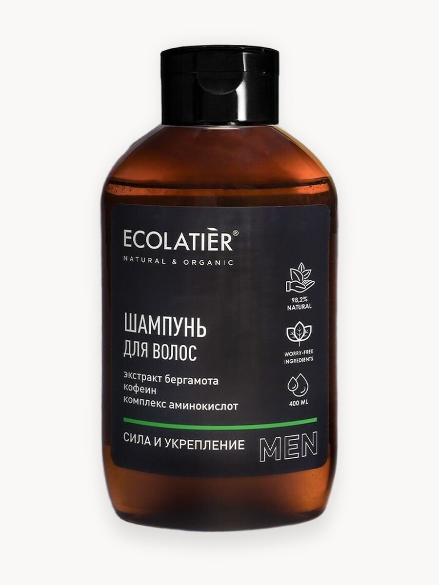 ECOLATIER / Мужской шампунь Сила и укрепление / 400 мл