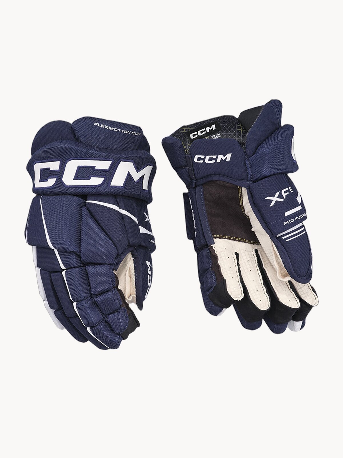 CCM Перчатки хоккейные TACKS XF 80 JR NV/WH, юниорские, краги хоккейные синий-белый, размер 11