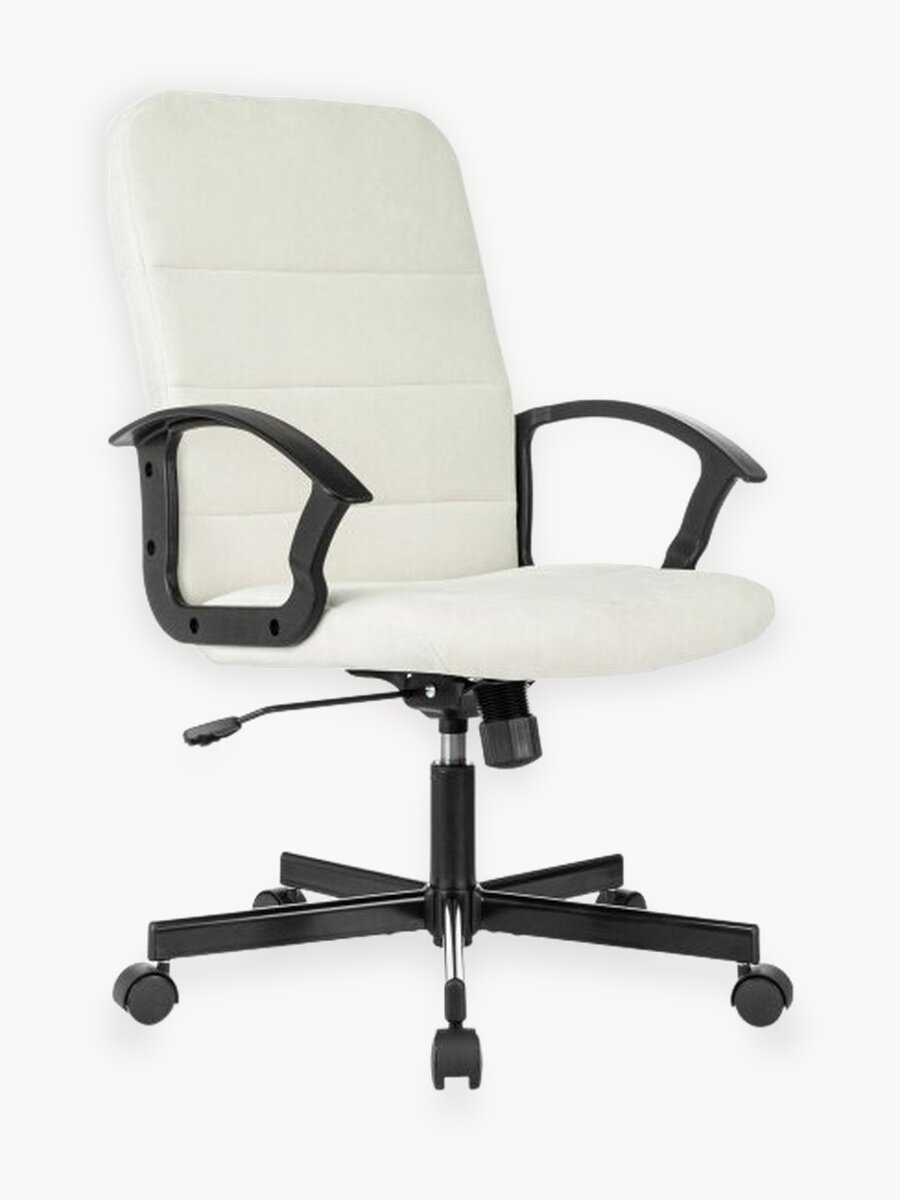 Кресло Бюрократ Triest Fabric молочный Velvet 20 крестов. металл черный