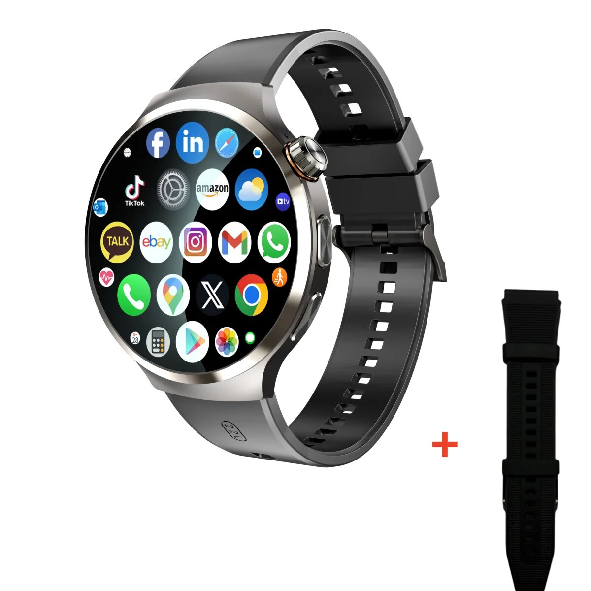 Smartwatch 4G 5G Android 13.0 GPS 512GB 16GB 256GB, Черный, Black