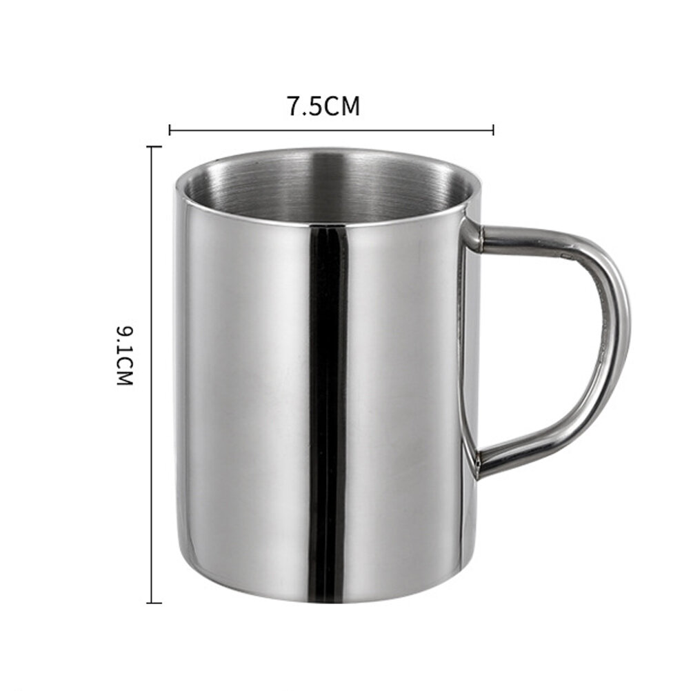 Stainless Steel Mug Для Кофе И Чая С Подставкой 1Pc Объем 9 1X7 5X7 5 Cm Серебристый Цвет