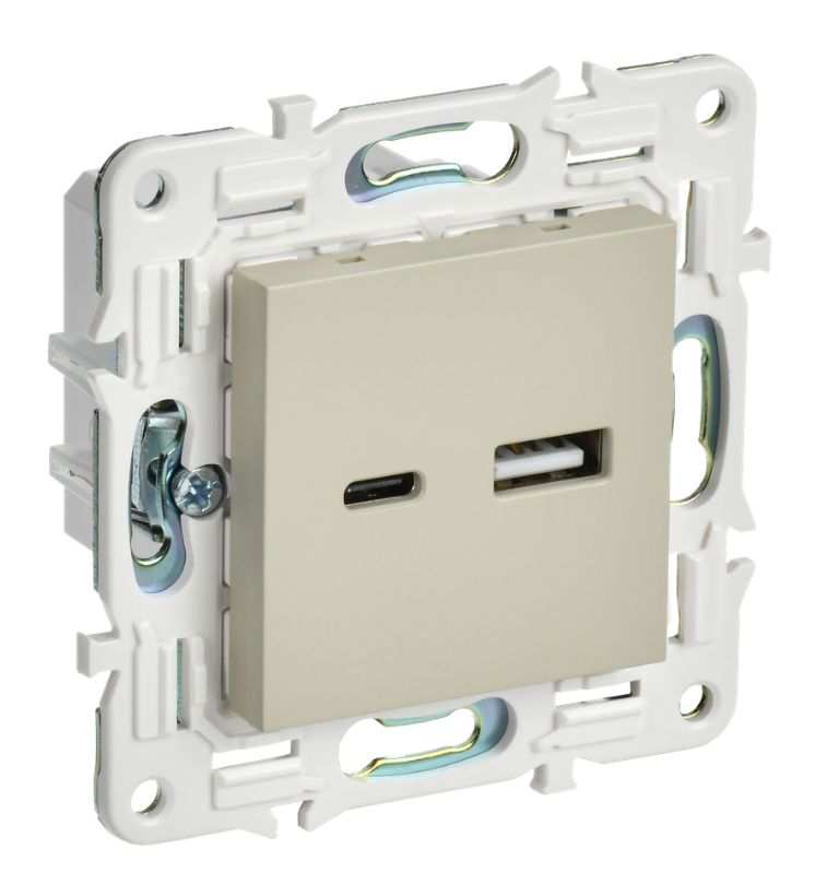 SKANDY розетка USB A+C 18Вт SK-R13B бежевый IEK