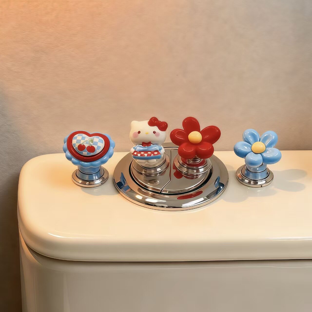 Декоративная ручка для смыва унитаза Hello Kitty, милый аксессуар для бачка, ручка кнопка слива。4 штуки