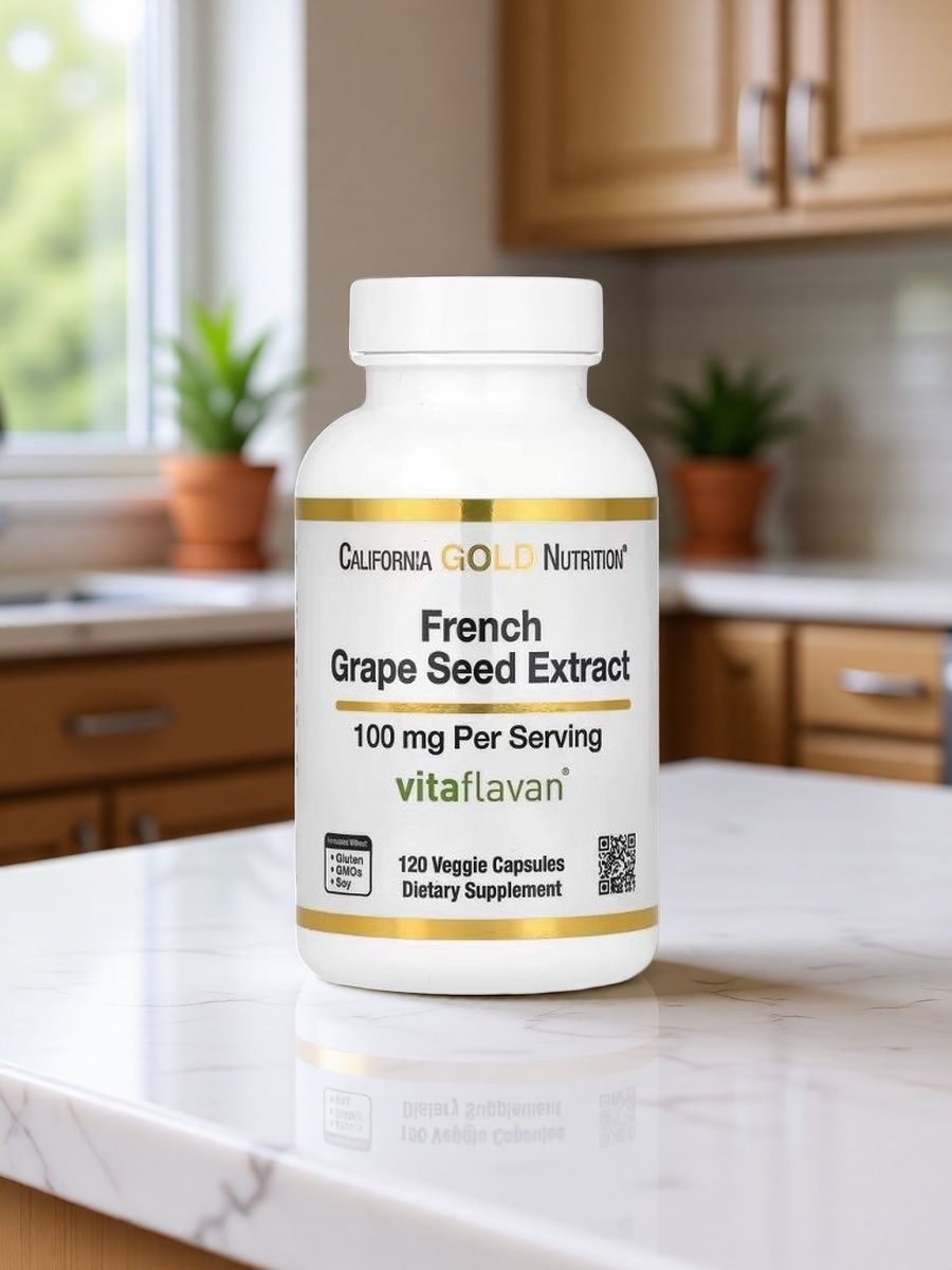 California Gold Nutrition, экстракт косточек французского винограда, Vitaflavan , 100 мг, 120 растительных капсул