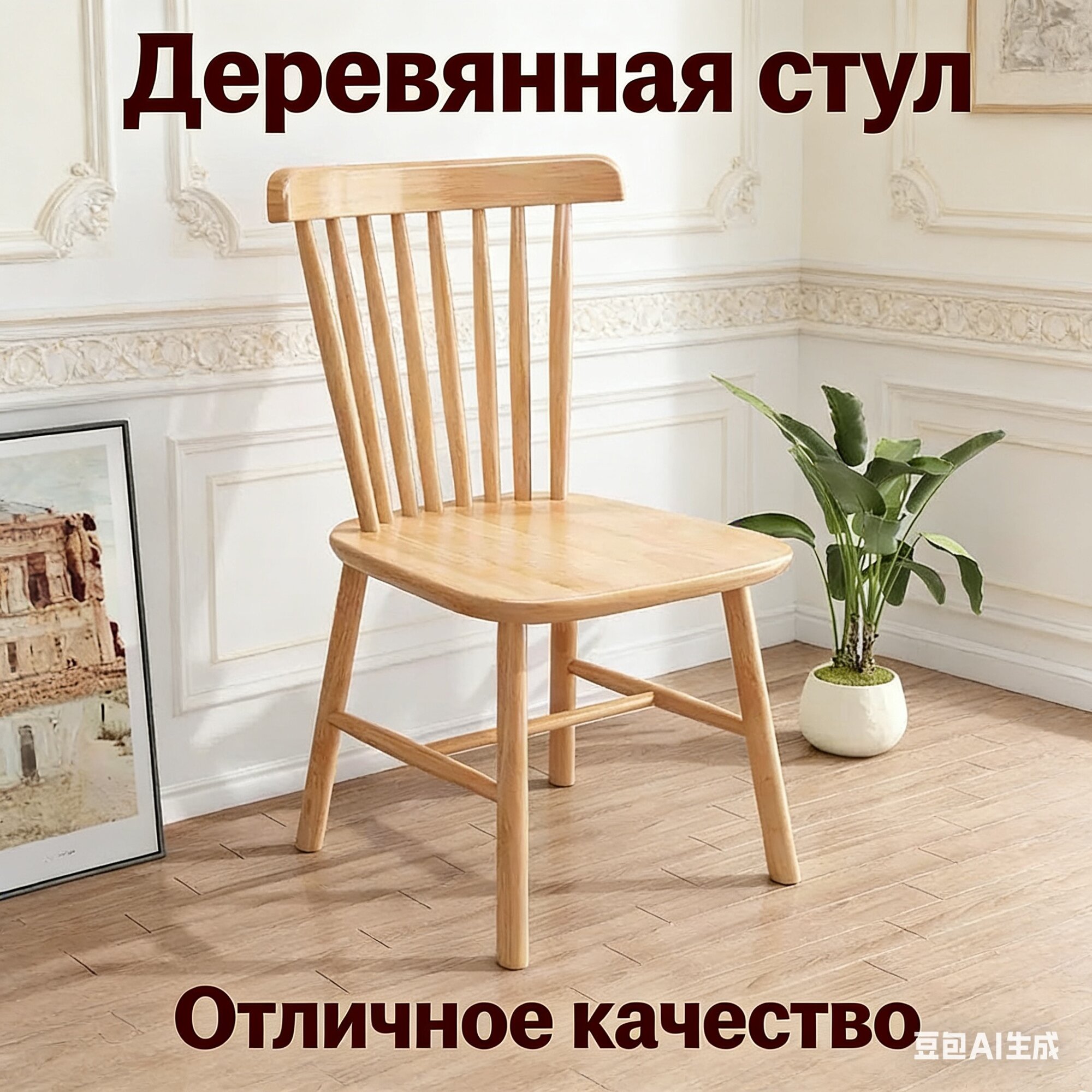 Стул кухонный деревянный "Самурай" Стулья для кухни со спинкой из массива дерева, 1 шт Экомебель