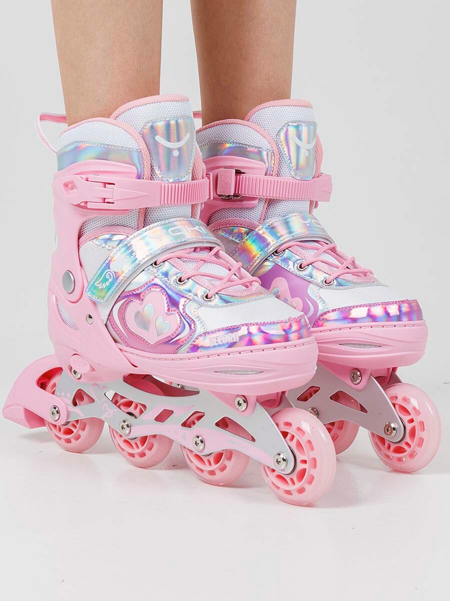 Роликовые коньки, квады YOKI VELORA, для мальчиков и девочек, с тормозом