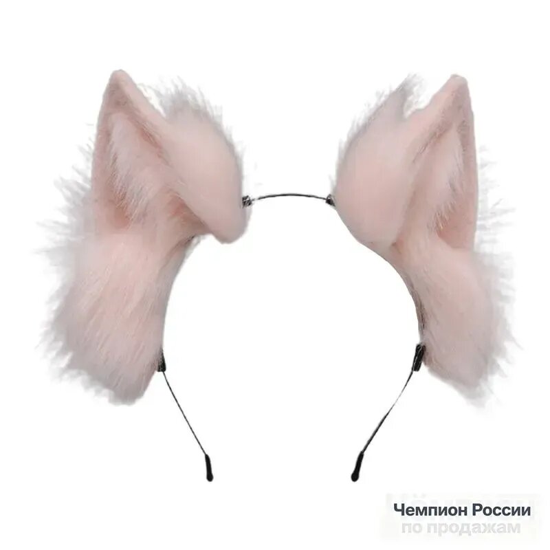 Плюшевая повязка на голову Кошачьи уши - розовый