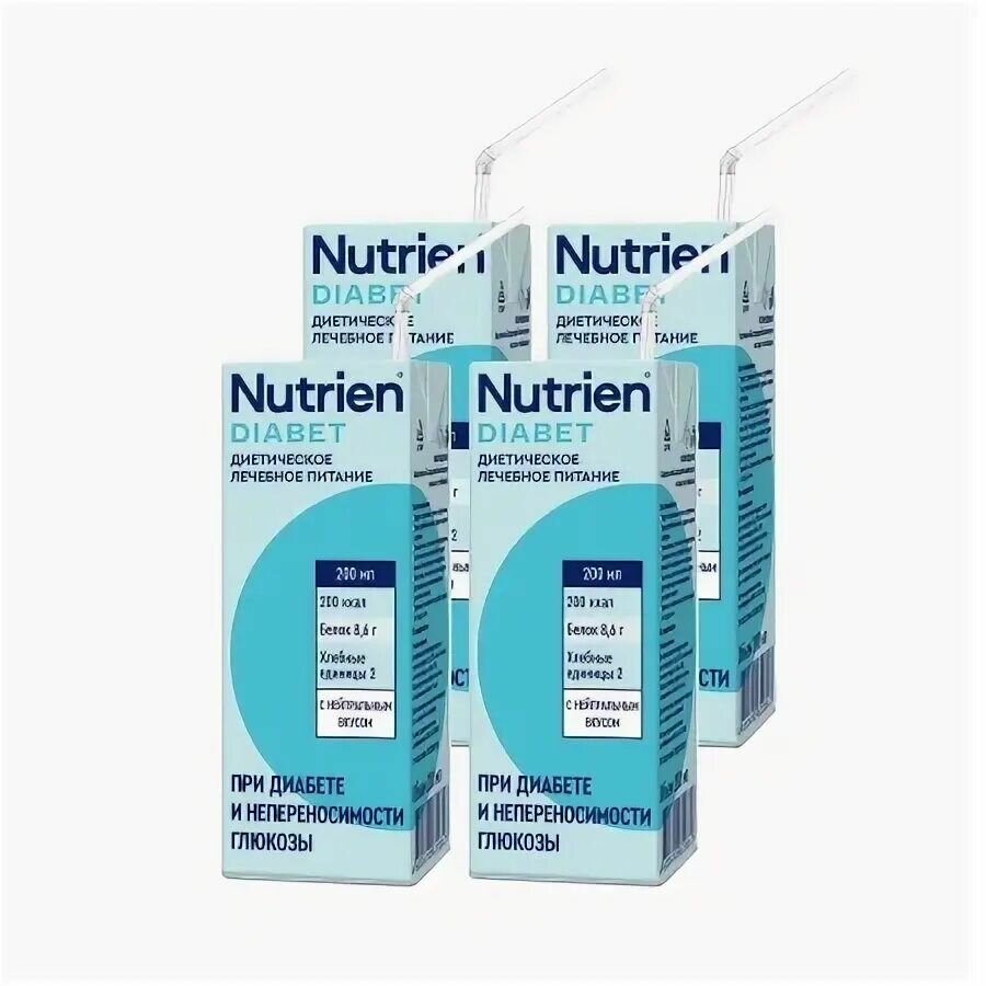 Энтеральное питание Nutrien Diabet (Нутриэн Диабет) с нейтральным вкусом, 200 мл, 4 шт.
