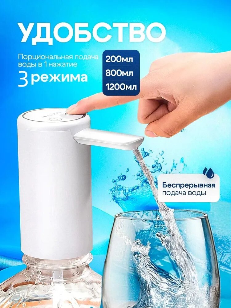 Диспенсер для воды M01086 Белый портативный для всей семьи 100 л на одном заряде — фото 1