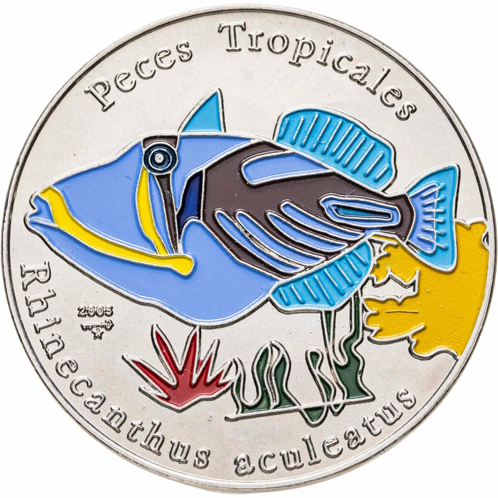 Куба 1 песо peso 2005 "Тропические рыбы - Ринекантус", Сталь, в сохранности UNC
