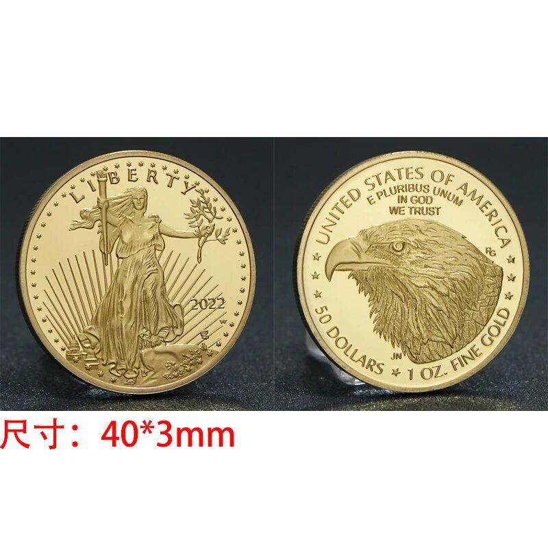 Золотая монета с орлом Свободы 2022