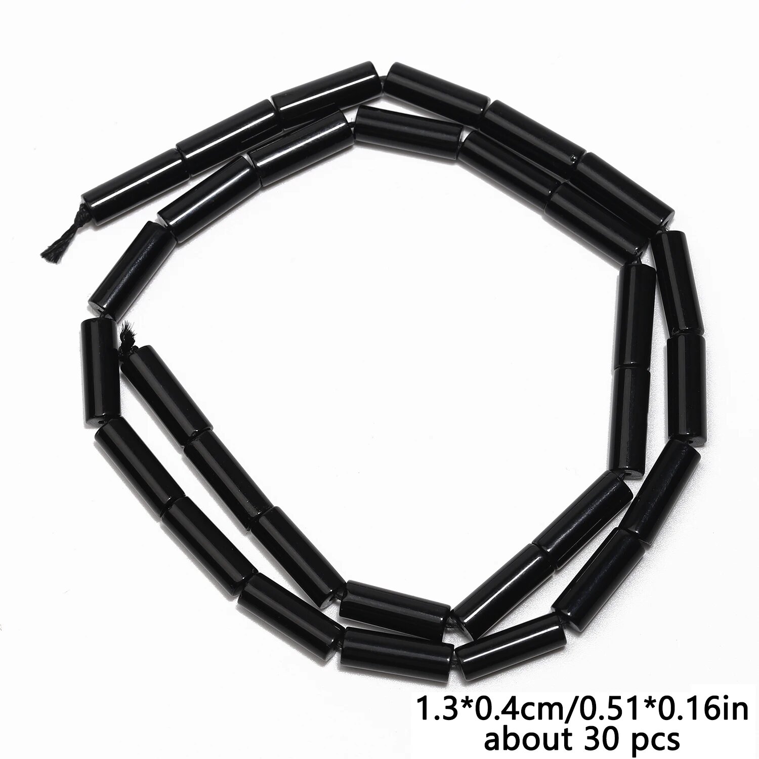 Бусины черные 13x4 мм, Black onyx, 30 шт.