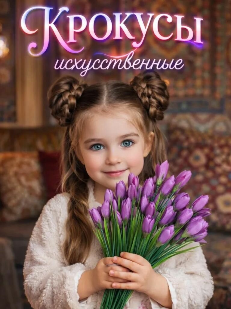 Крокусы искусственные 3шт. цветы для декора или на кладбище