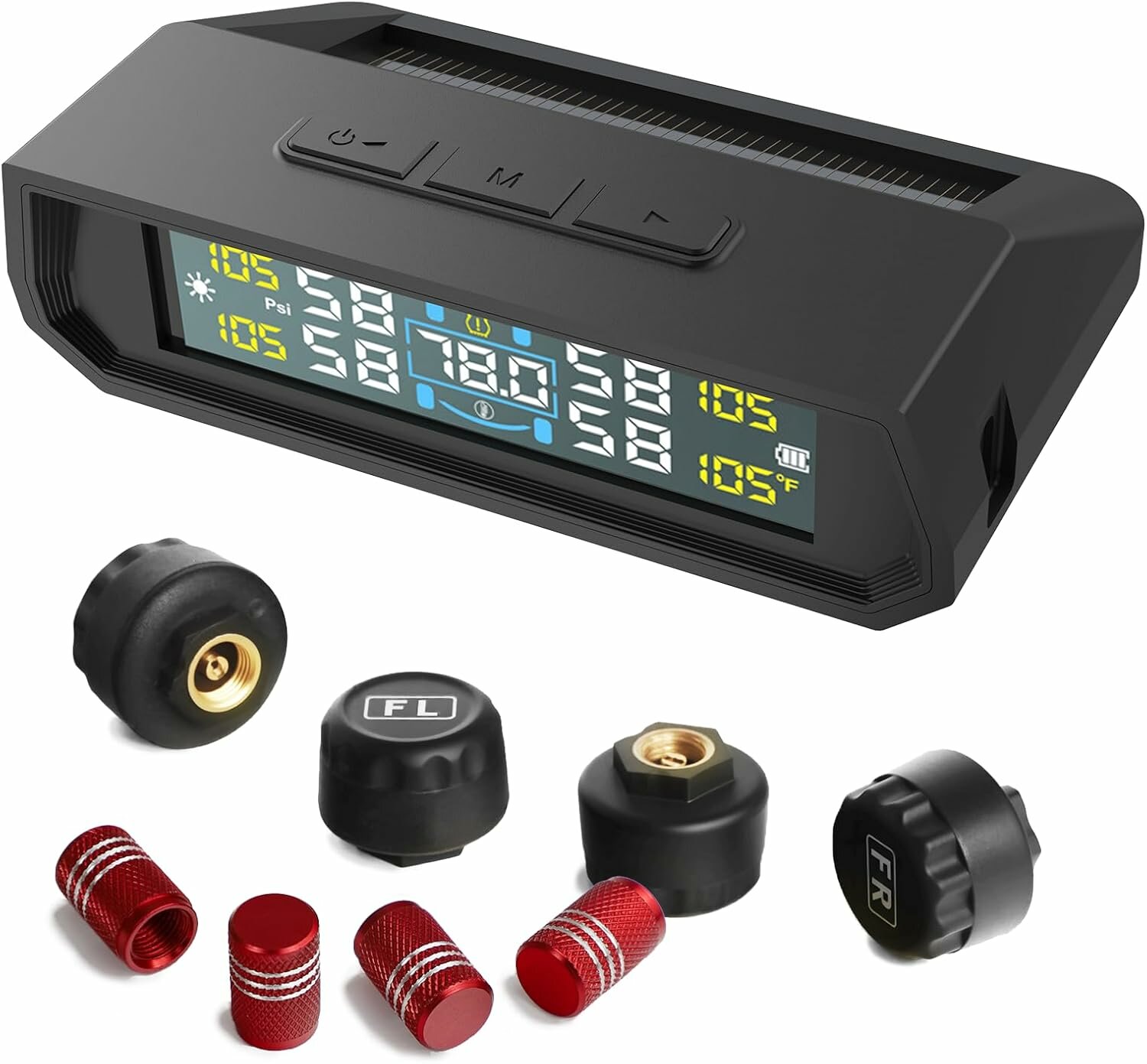 Система контроля давления в шинах для 6 колес TPMS \u2013 Монитор давления в шинах с солнечной зарядкой, 6 датчиками и 6