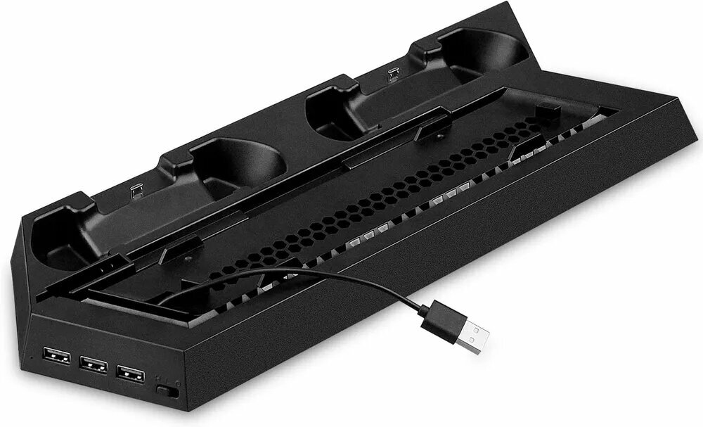 Двойной моторный охлаждающий вентилятор для PS4/PS4 Slim с USB-хабом и вертикальной подставкой, зарядная станция для контроллеров