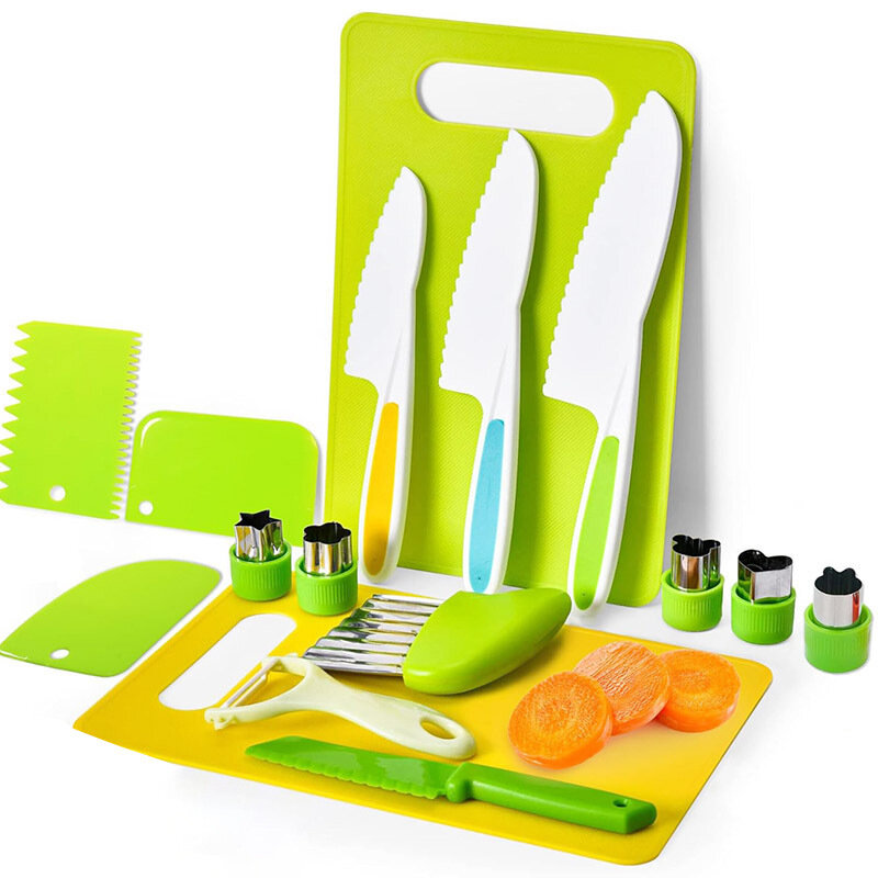 Детский набор пластиковых ножей для раннего развития, нож для резки, набор для детского сада с разделочной доской, зубчатый нож, нож для резки, овощечистка.