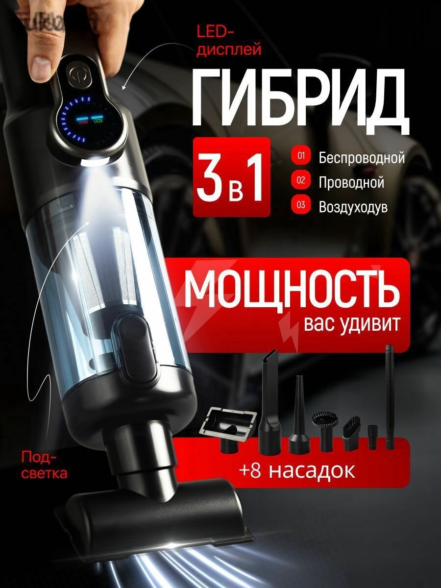 Пылесос для автомобиля 3 в 1 беспроводной/проводной мощный автомобильный ручной мини пылесос