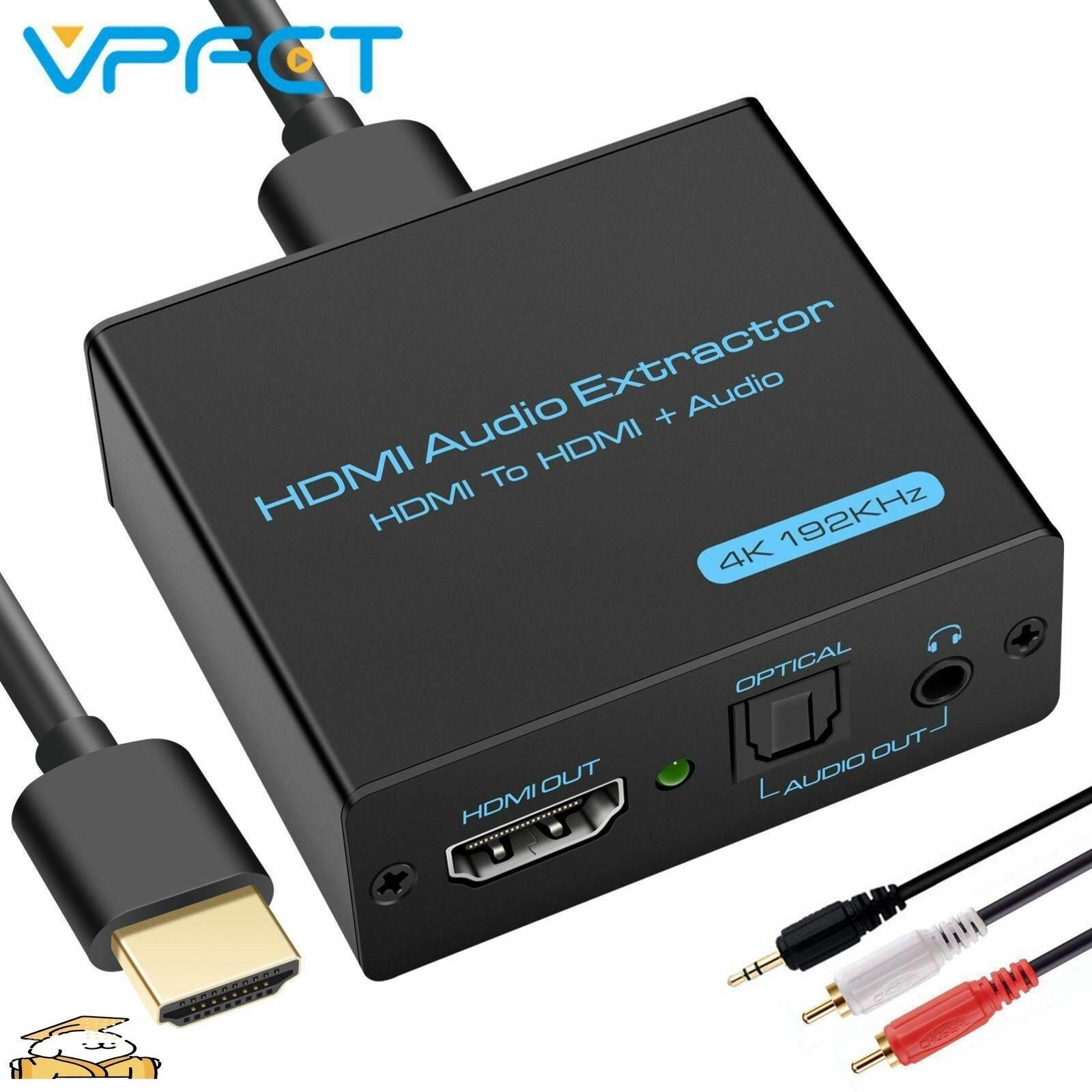 Эксклюзивный конвертерсплиттер HDMI с поддержкой HDCP и аудиоэкстрактором 4K, оснащен оптическим и 3.5mm AUX выходами для DTS 5.1 PCM