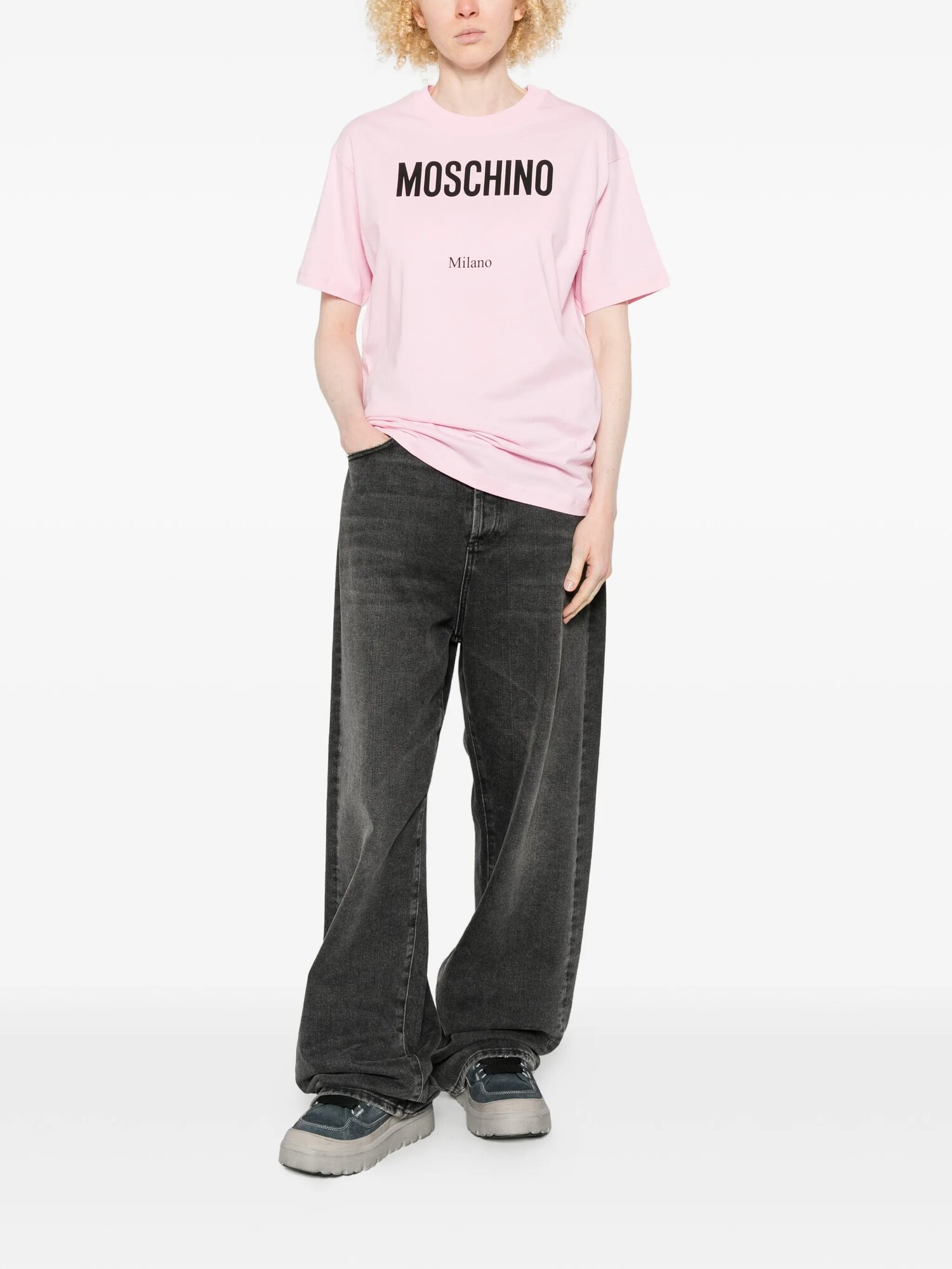 Футболка MOSCHINO, размер 46, pink — фото 1