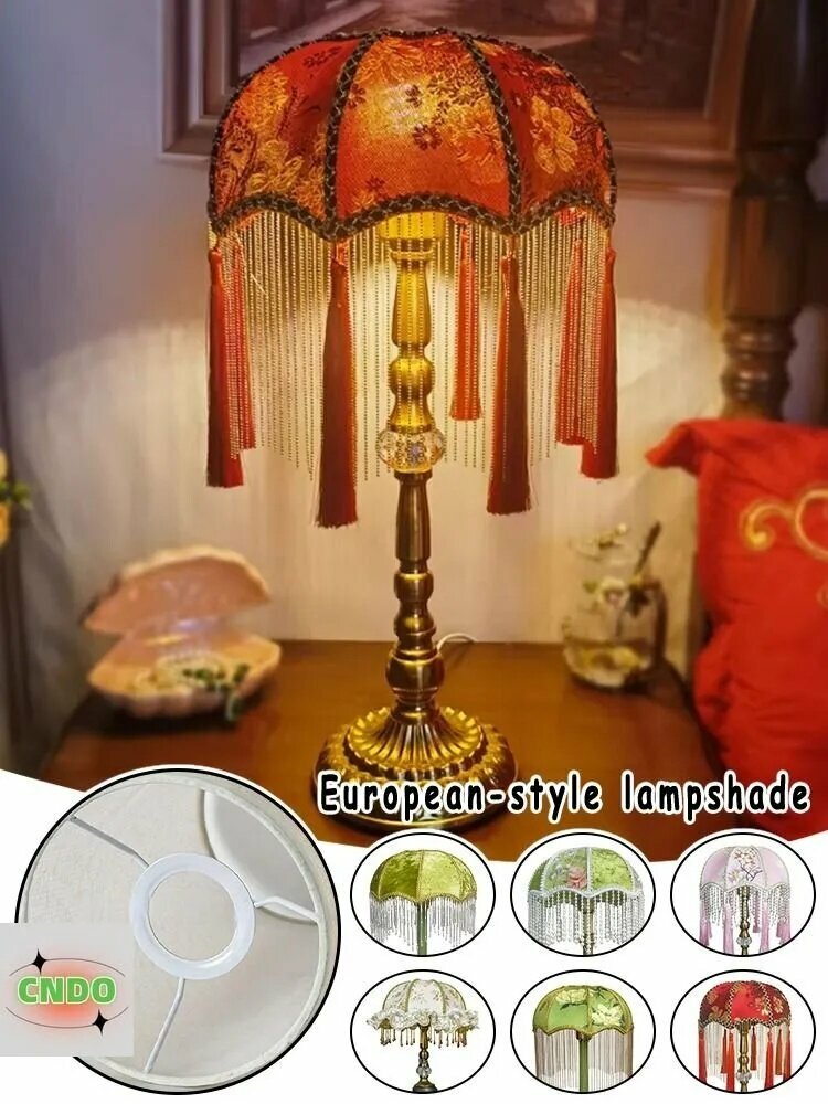 Абажур тканевый бархатный зеленый винтажный DIY для лампы с цоколем E27