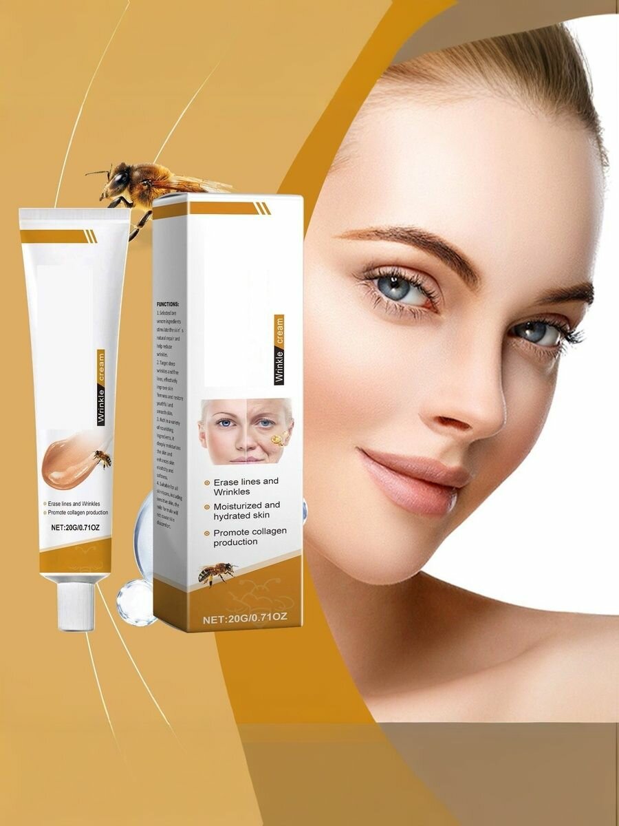 Ботокс Bee Venom Rinkle Cream, Bee Venom Укрепляющий крем против морщин, увлажняющий, подтягивающий и восстанавливающий - для всех типов кожи - Anti-aging Bee Venom Cream