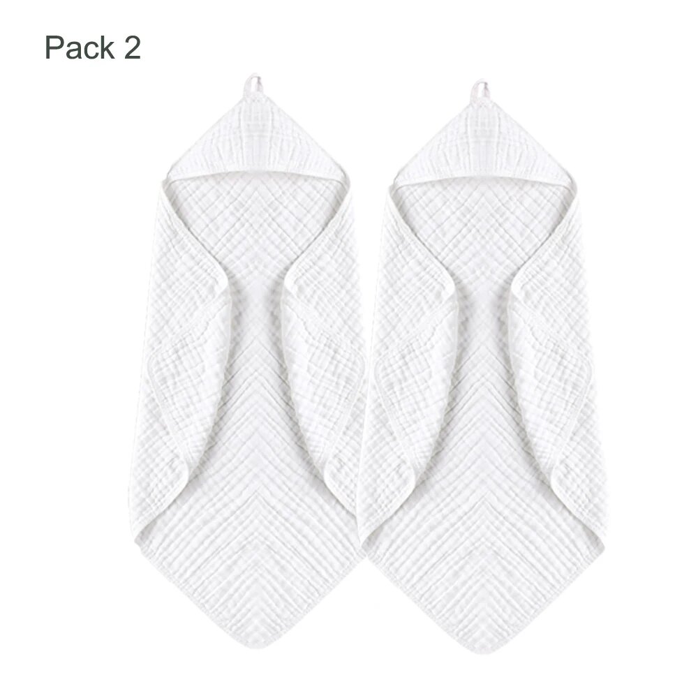 Муслиновые банные полотенца с капюшоном для новорожденных, 2 шт, 35х35 дюймов Белый, Dual White