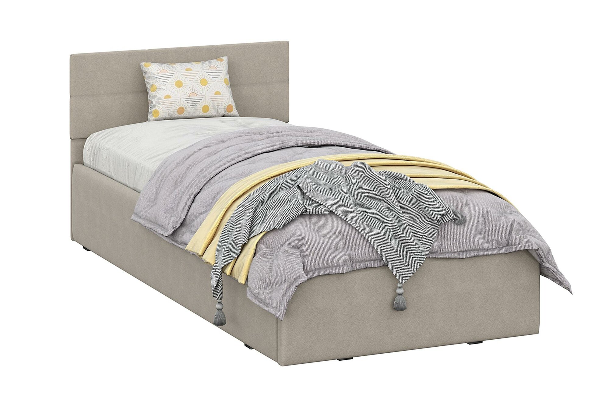 Кровать односпальная Нонтон Веллум, 90x200 см, настил, велюр бежевый