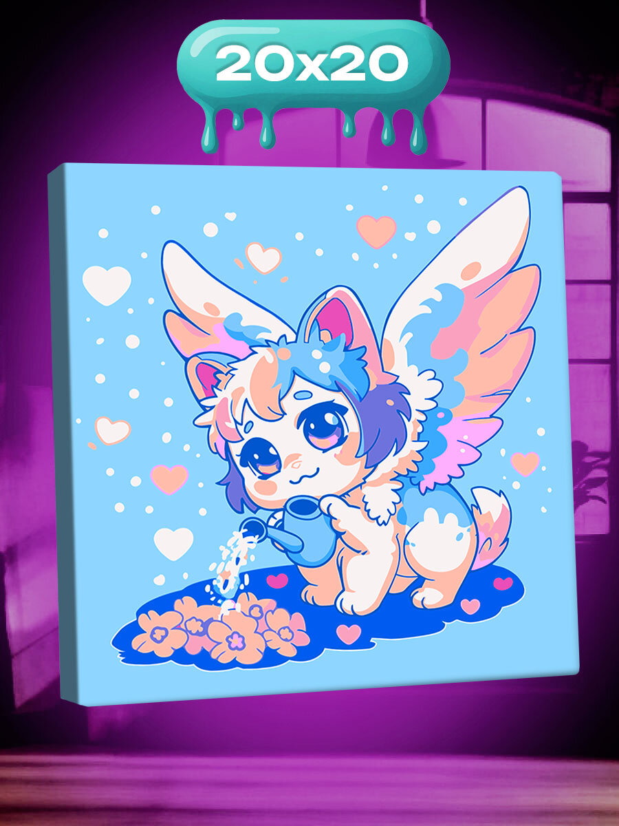 Картина по номерам маленькая Котик ангел