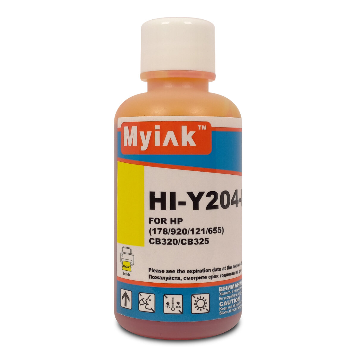 Чернила MyInk (HI-Y204-B) для HP (178/121/122/901/951/GT52) 100 мл (Yellow)