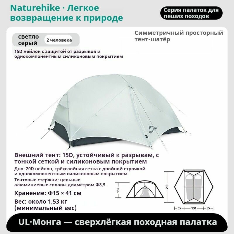 Naturehike туристическая палатка на 1-2 человека CNK2550WS016