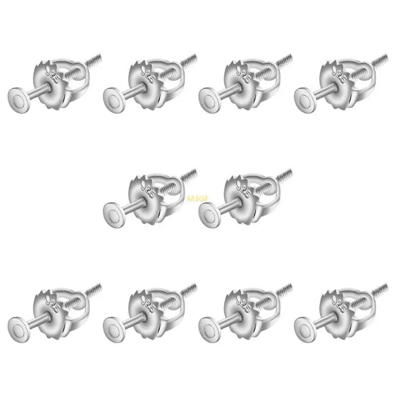 Винтовые застежки для сережек из серебра с золотым покрытием Silver