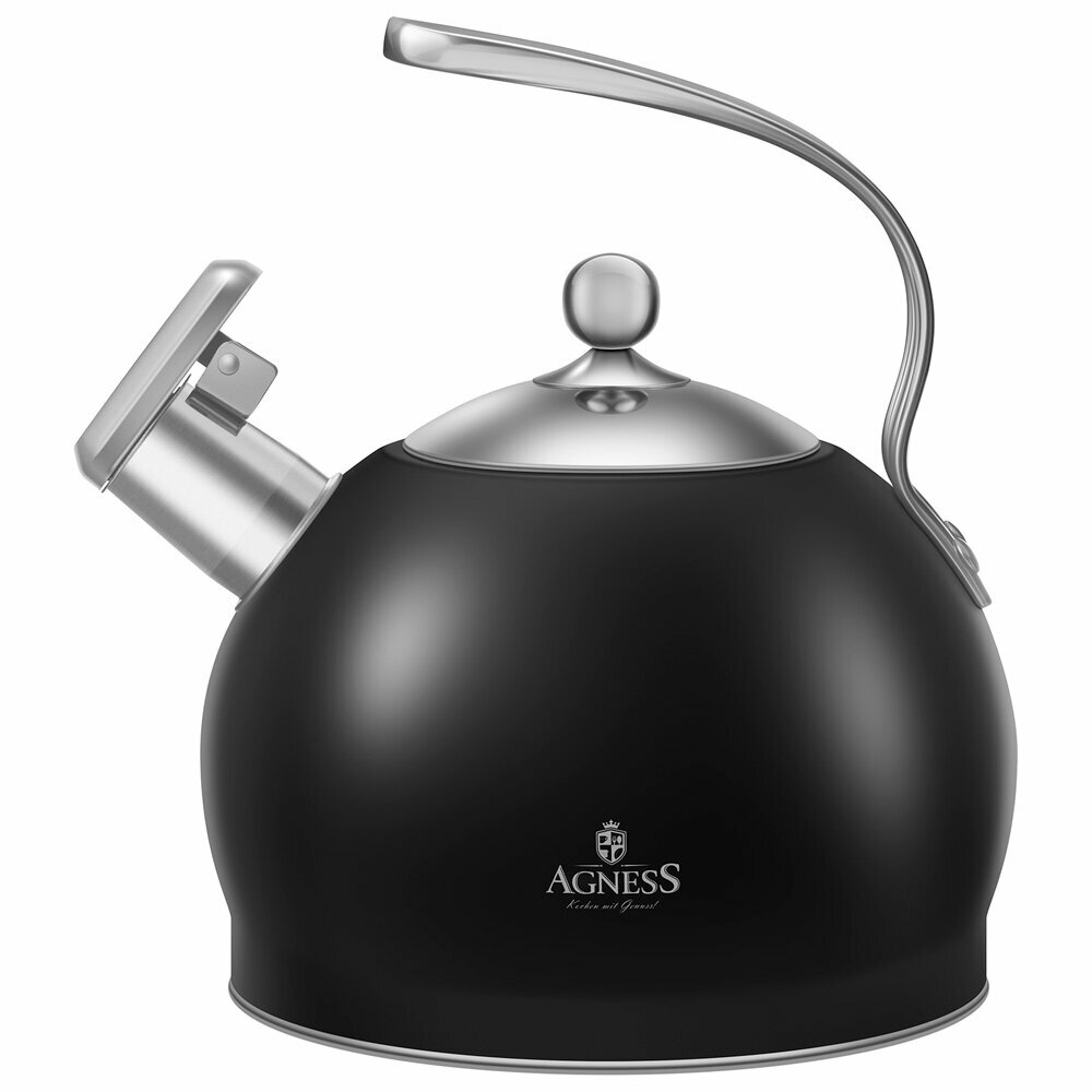 Чайник agness со свистком 3,2л, термоаккумулирующее дно, 304 сталь, индукция KSG-948-1003