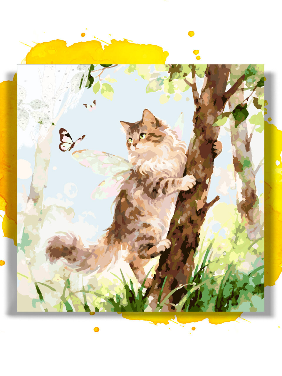 Картина по номерам на холсте Кот фея в лесу, 40 х 40 см