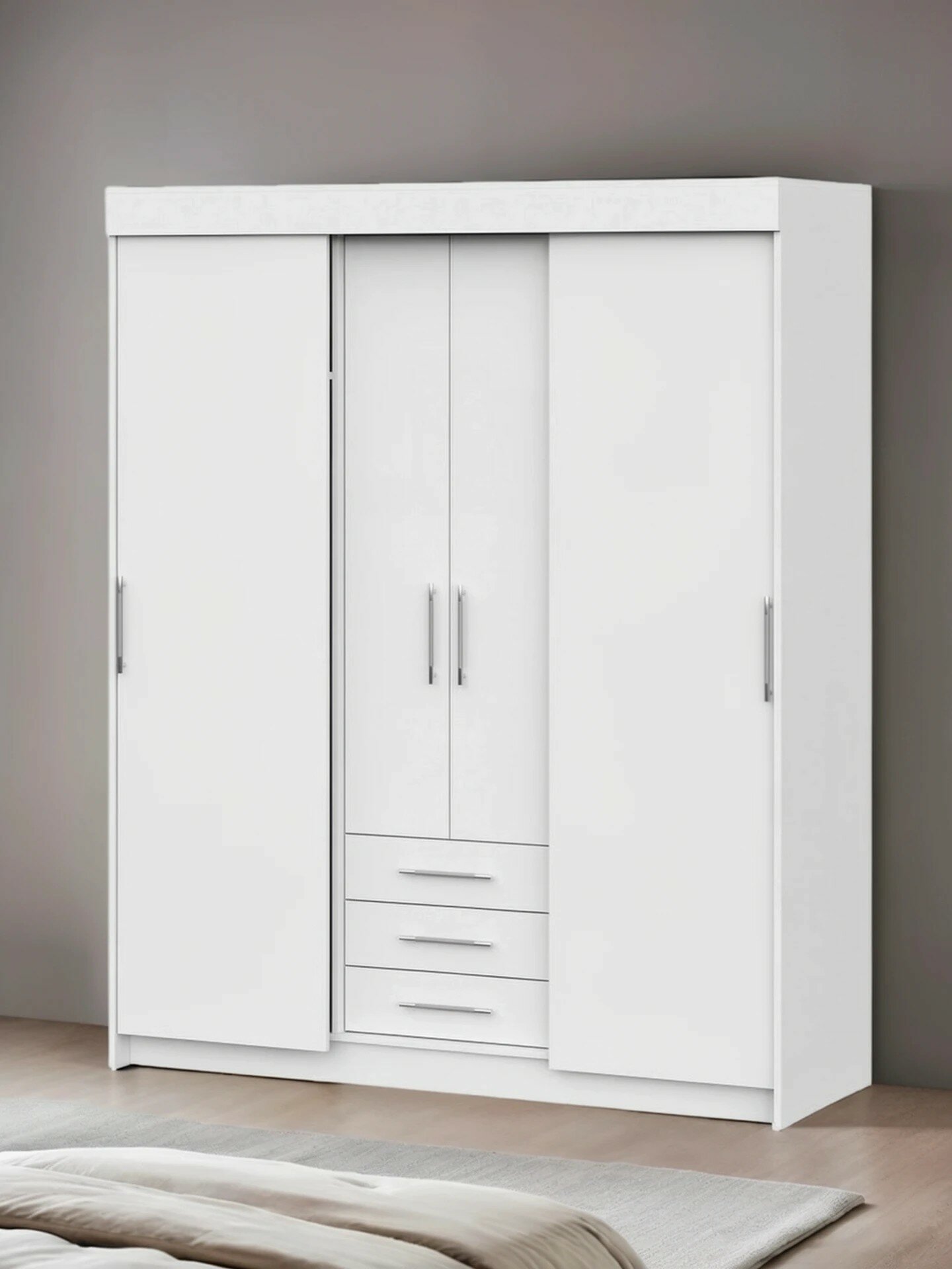 Шкаф-купе Вавилон 58 "Фортуна", ЛДСП, белый, с ящиками, 170x220x60 см