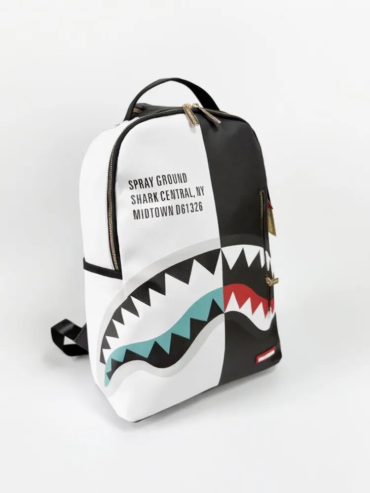 Рюкзак SPRAYGROUND Акулья Пасть черный белый городской для мужчин и женщин средний 45x30x17 см — фото 1