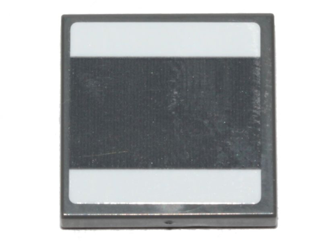Tile 2 x 2 with White Stripes Pattern (Sticker) - Set 75242, 3068pb1219 Dark Bluish Gray U