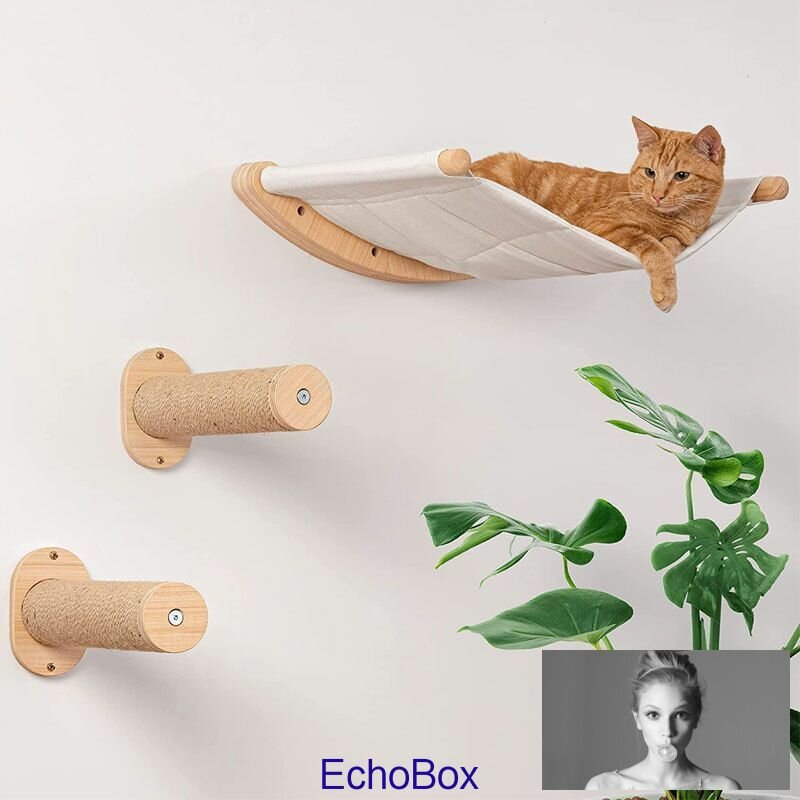 Деревянные Когтеточки для кошки, Игрушка, Настенный комплект, Кошачий гамак