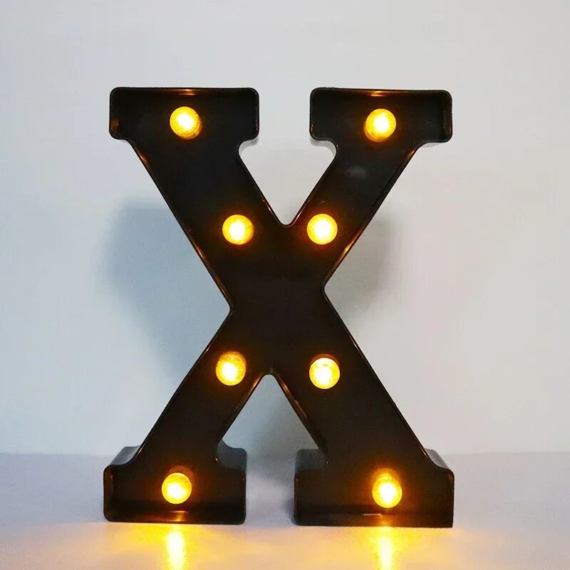 Светодиодная буква X, 22 см, черная